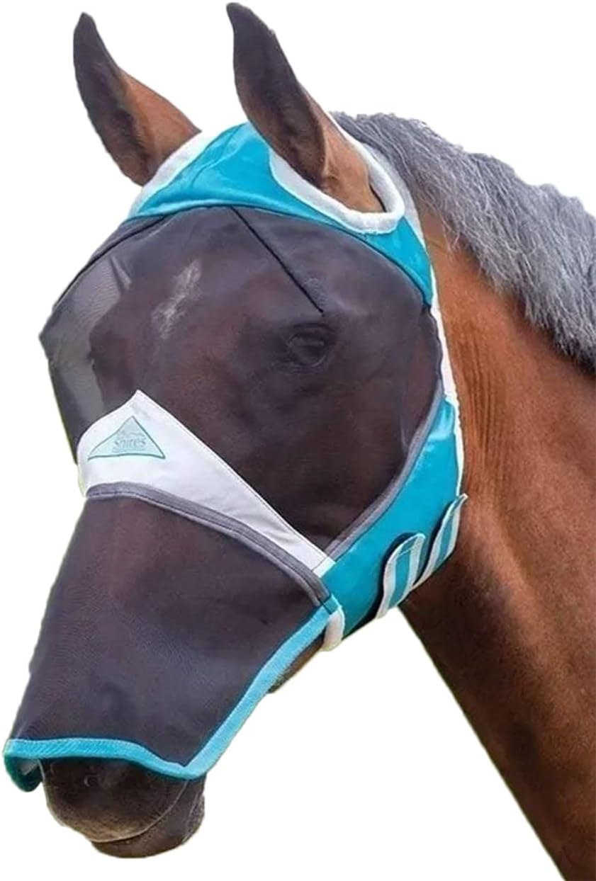 Shires Fine Mesh Fly Mask With Ears and Nose - Teal: Full : Amazon.co ...