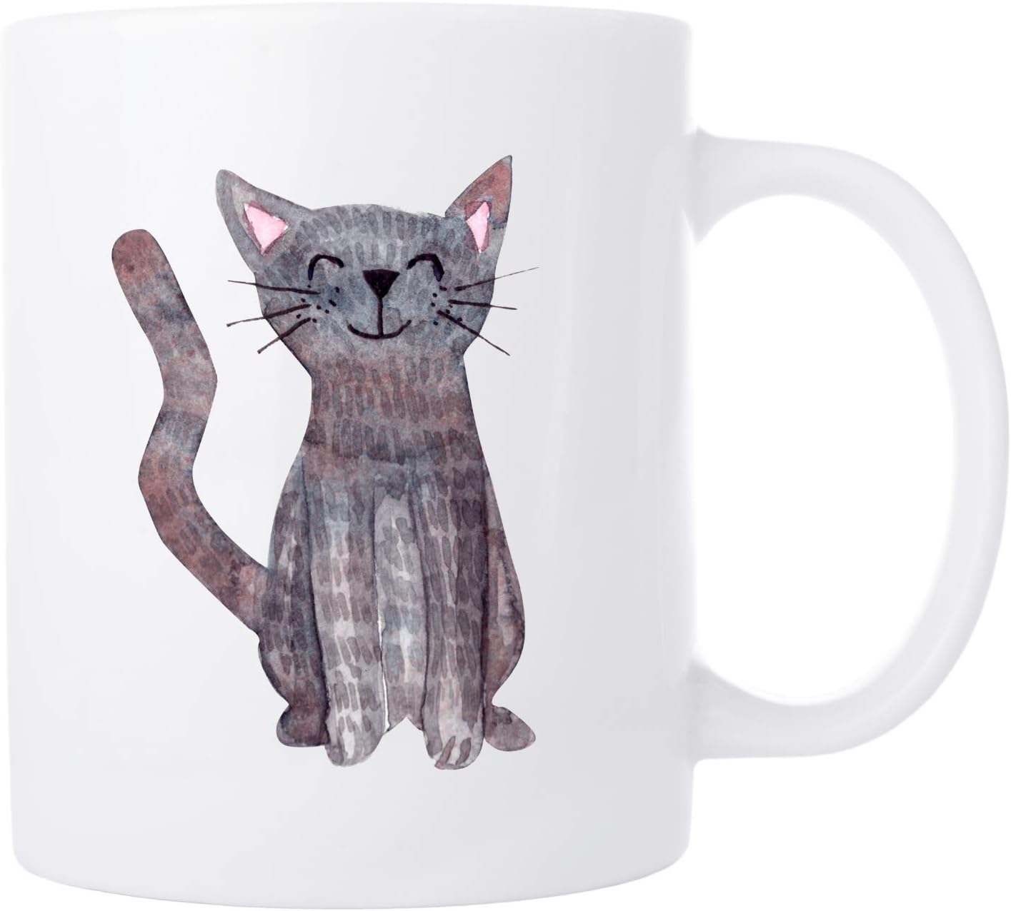 Amazon.com: DKLM Gray Tabby Cat Gift Mug – Cute Coffee Cup for Cat ...