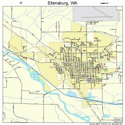 Large Street & Road Map of Ellensburg, Washington WA - Printed poster ...