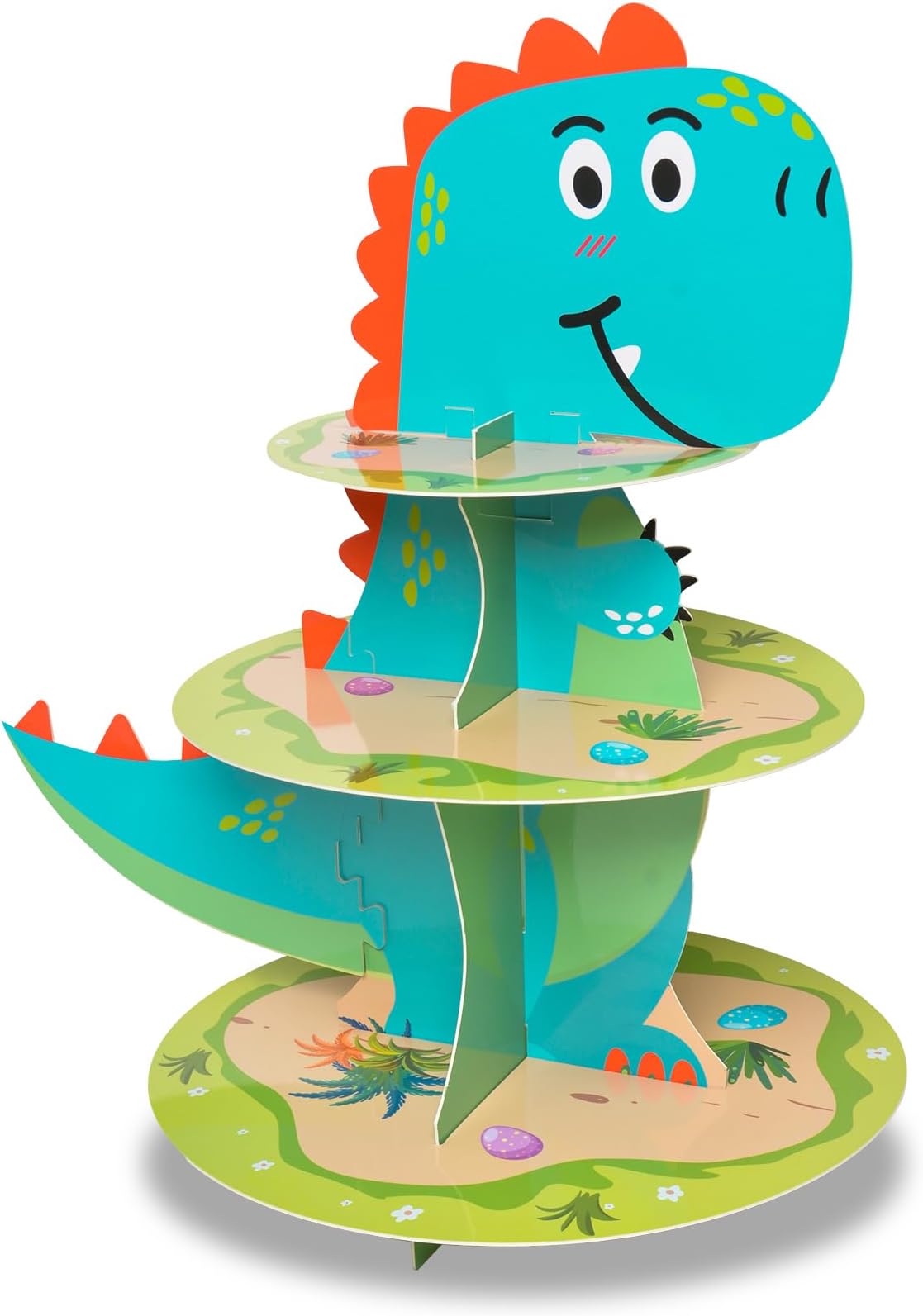 Amazon.com: Censen 3 Tier Dinosaur Cupcake Stand Party Decorations ...