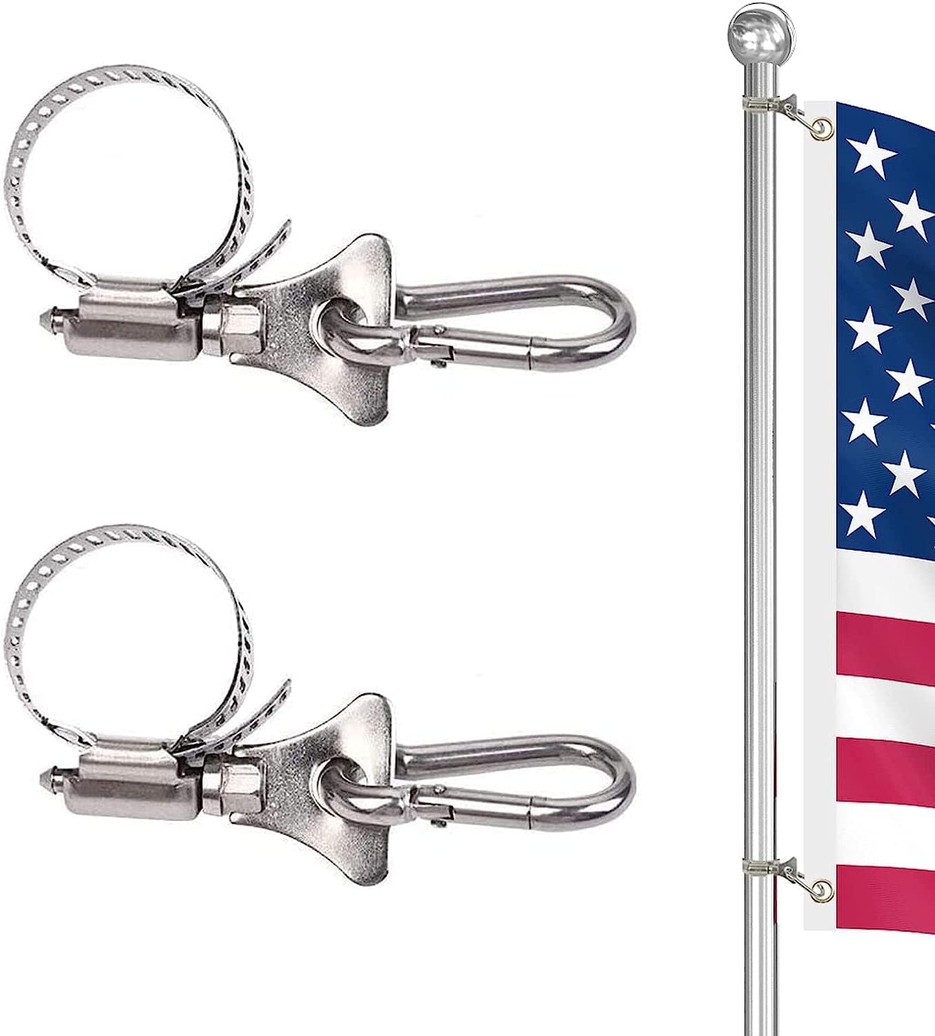 Amazon.com : Flag Pole Clip,2 Pcs Stainless Steel Flag Clips with ...
