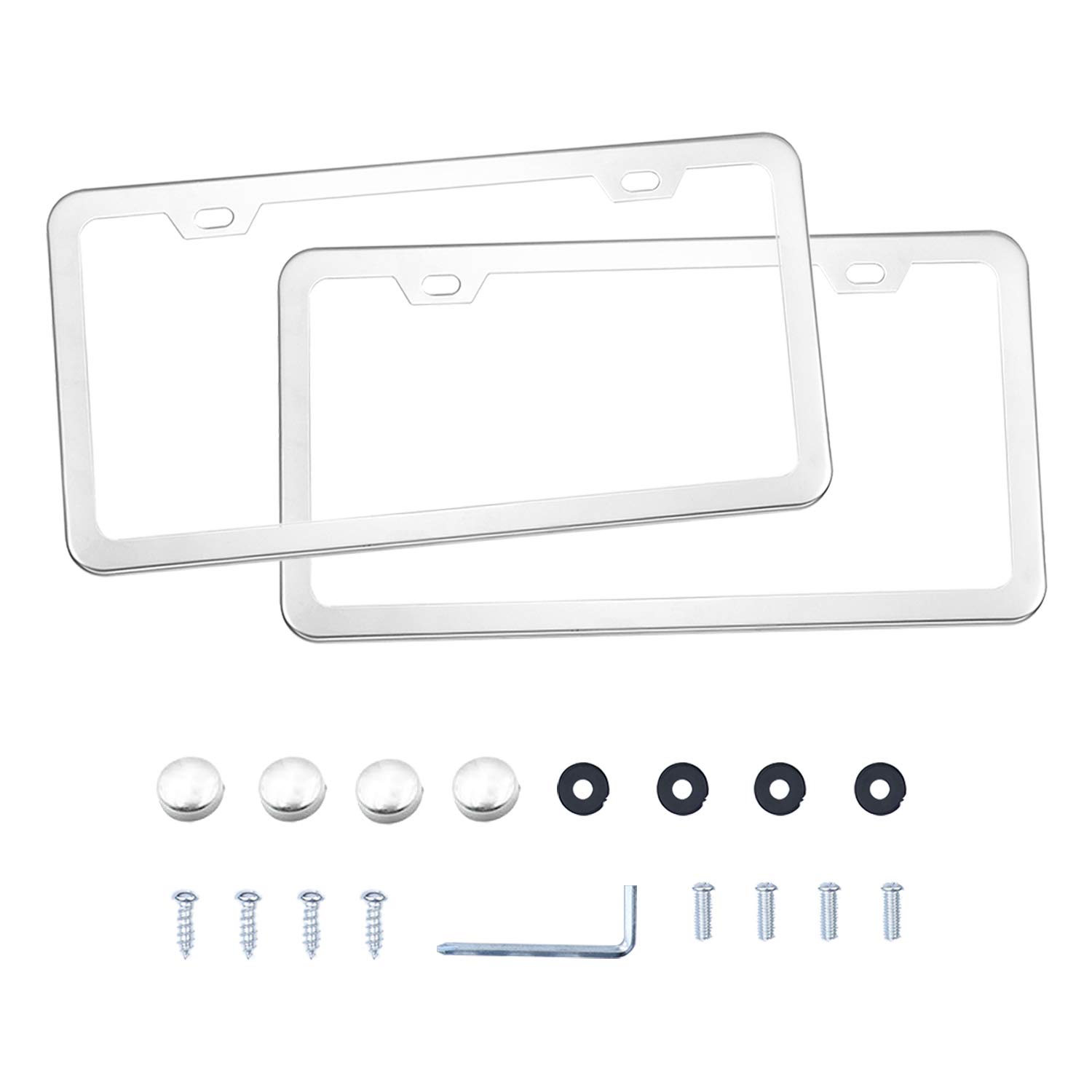 Amazon.com: LivTee Polish Mirror Silver Aluminum License Frames, 2 PCS ...