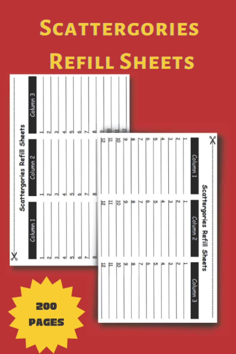 Scattergories Refill Sheets: 200 pages small size 6x9 inch,travel size ...