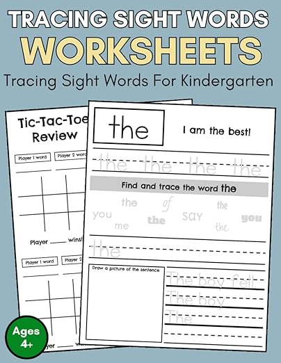 Amazon.com: Tracing Sight Words Worksheets: Sight Words In Kindergarten ...