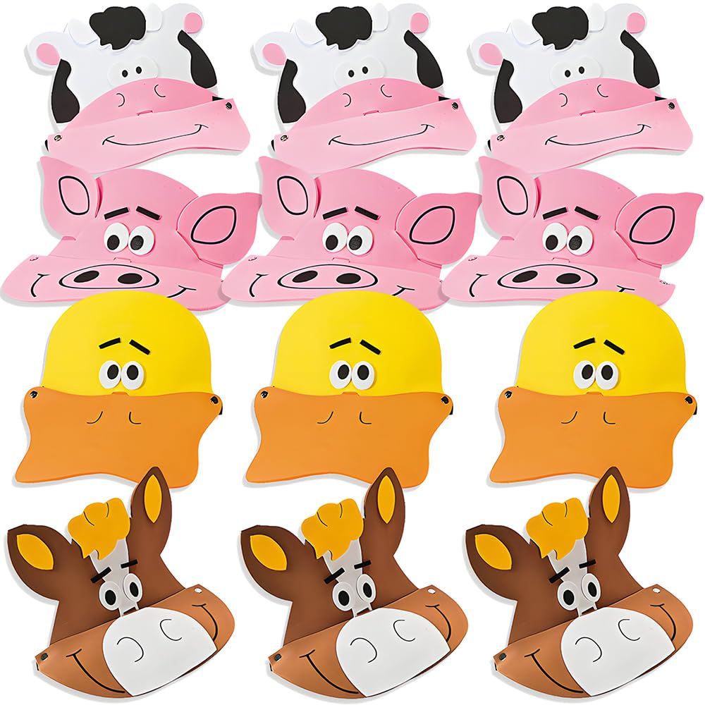 Amazon.com: Farm Animal Visor Hats for Kids - Set of 12 - Horse, Cow ...
