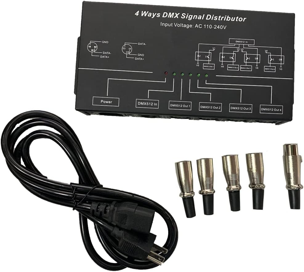 Amazon.com: TOPXCDZ DMX512 Amplifier Splitter DMX Signal Repeater 4CH 4 Output Ports DMX Signal ...