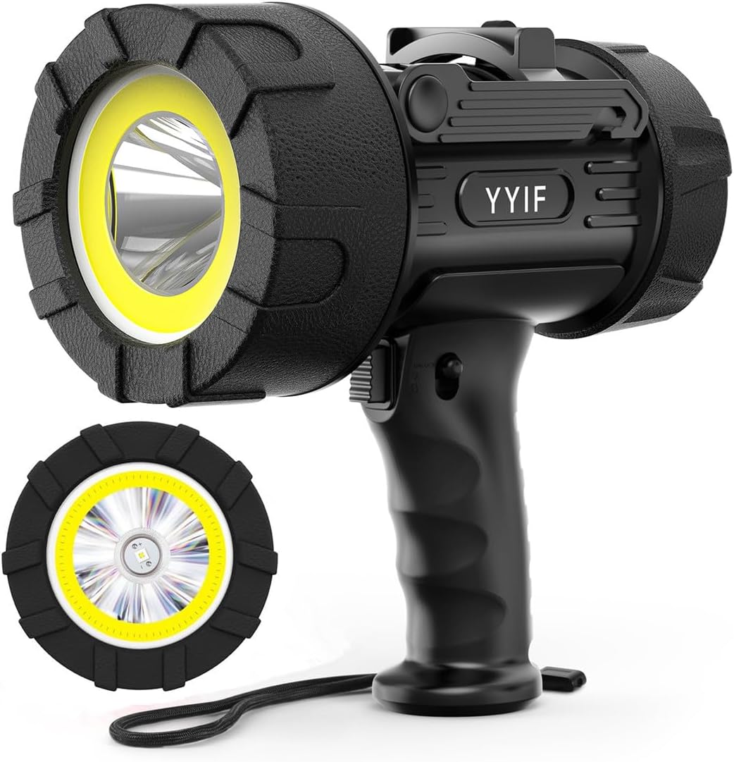 YYIF Rechargeable Spotlight 1000,000 Lumen LED, Handheld Spotlight with ...