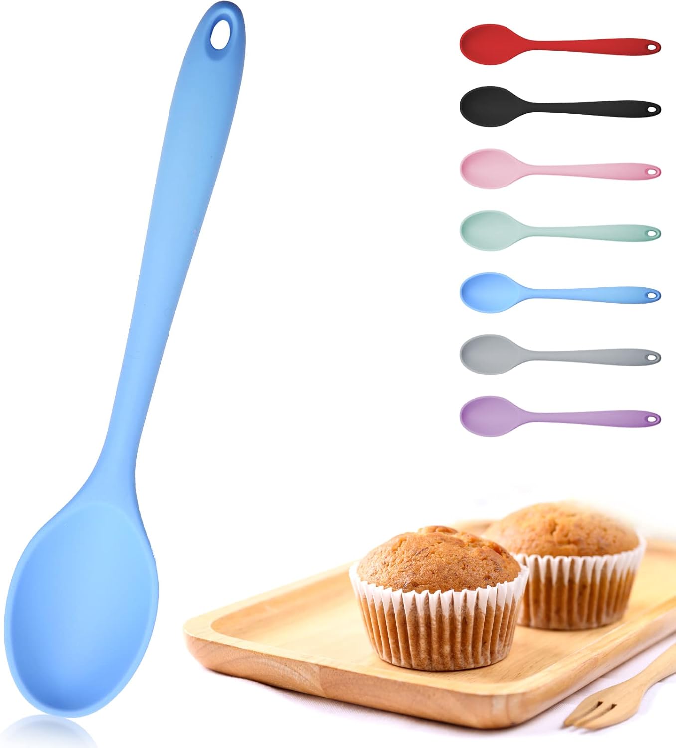 Amazon.com: Silicone Mixing Spoon Nonstick Kitchen Spoon for Cooking ...