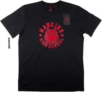 Nike Mens Stranger Things Hawkins High School PHYS Ed Tee Shirt Black ...