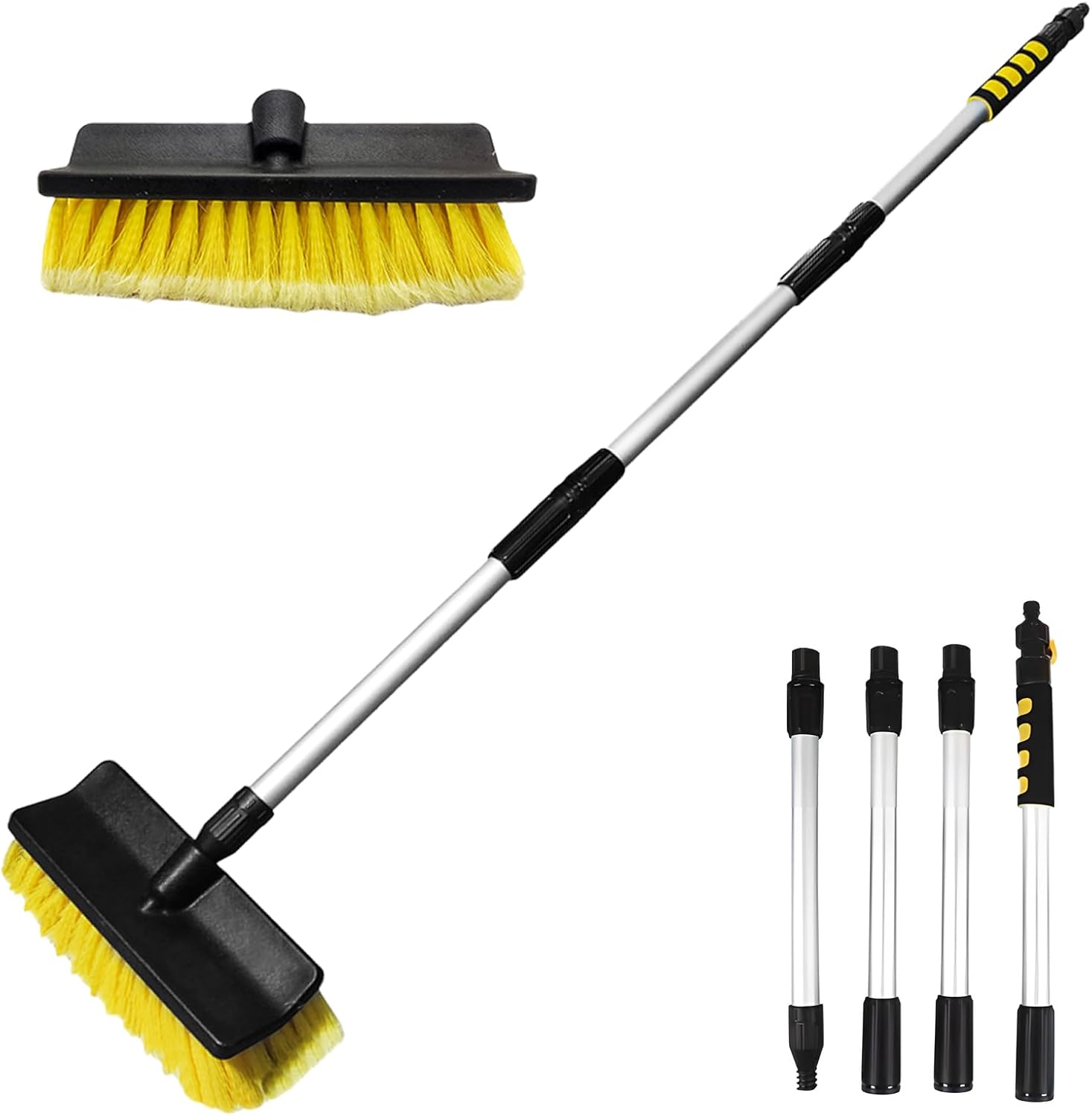 Car Wash Brush with 65'' Long Handle, Soft Bristle Car Washing Brush ...