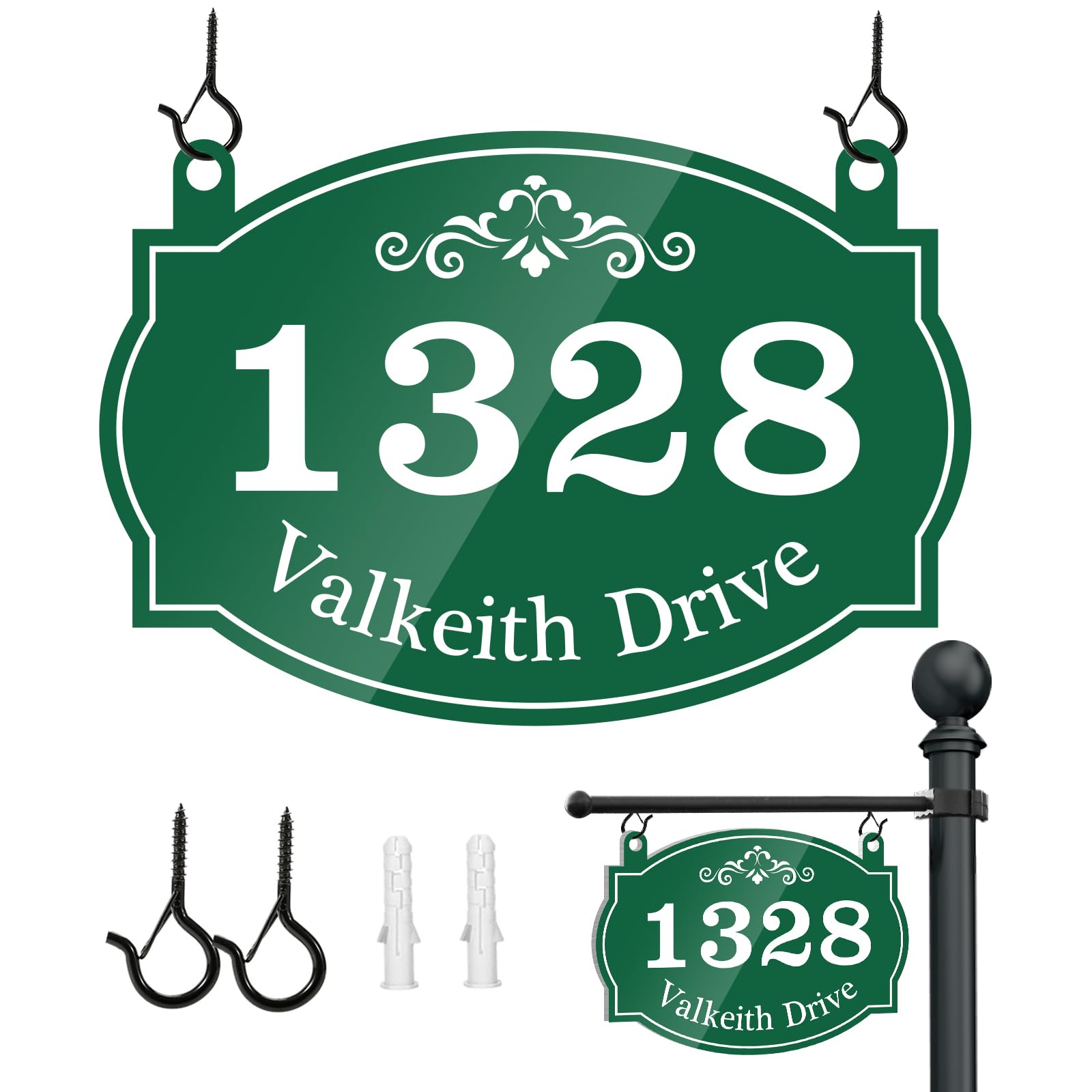 Amazon.com: Hanging Address Plaque Sign - Personalized House Number ...