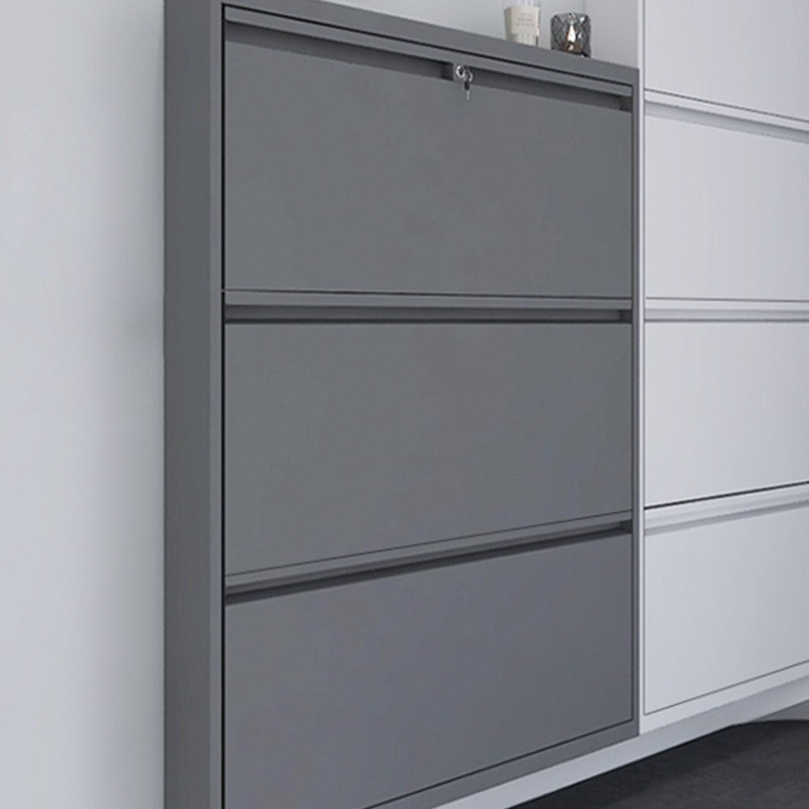 Amazon.com: Lockable Metal Wall Mounted Shoe Cabinet, Freestanding ...