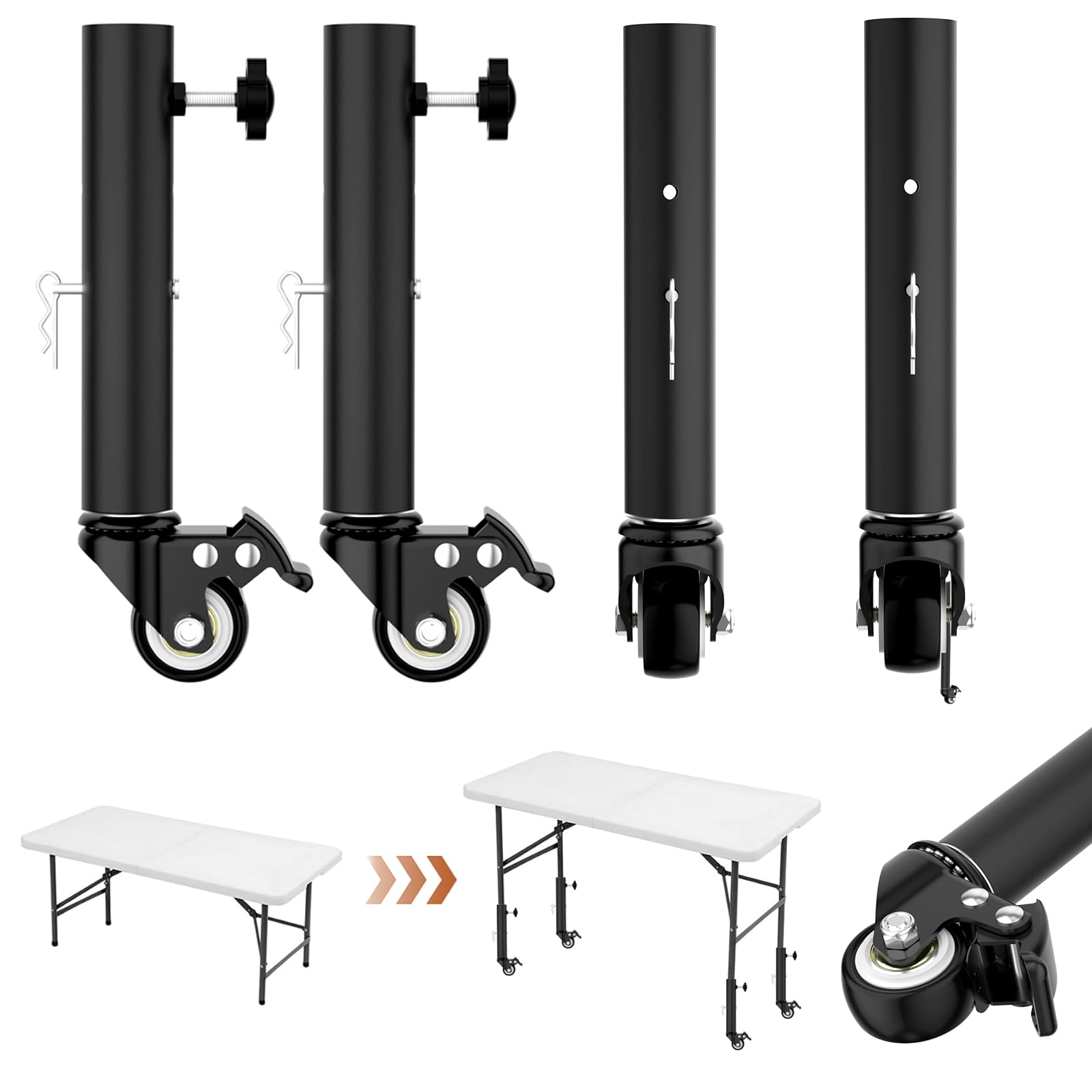 Amazon.com: Eegoowa Table Leg Extender with casters 7in, Adjustable ...