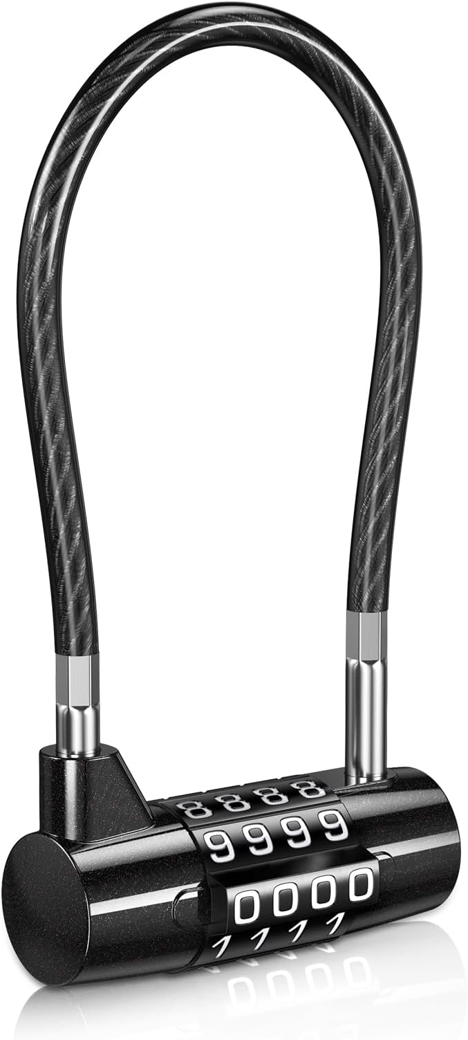 ORIA Cable Locks with Combination, 4 Digit Combination Padlock, Long ...