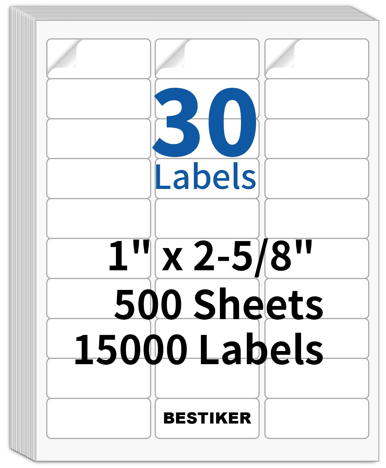 Amazon.com : [500 Sheets 15000 Labels] BESTIKER Address Labels 1” x 2-5 ...