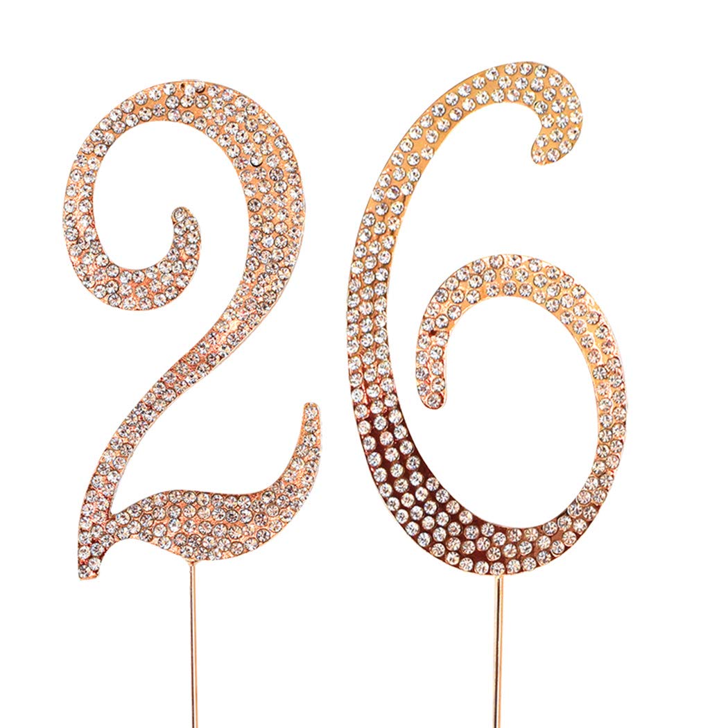 MAGJUCHE Gold 26" Crystal Cake Topper, Number 26 Rhinestones 26th ...