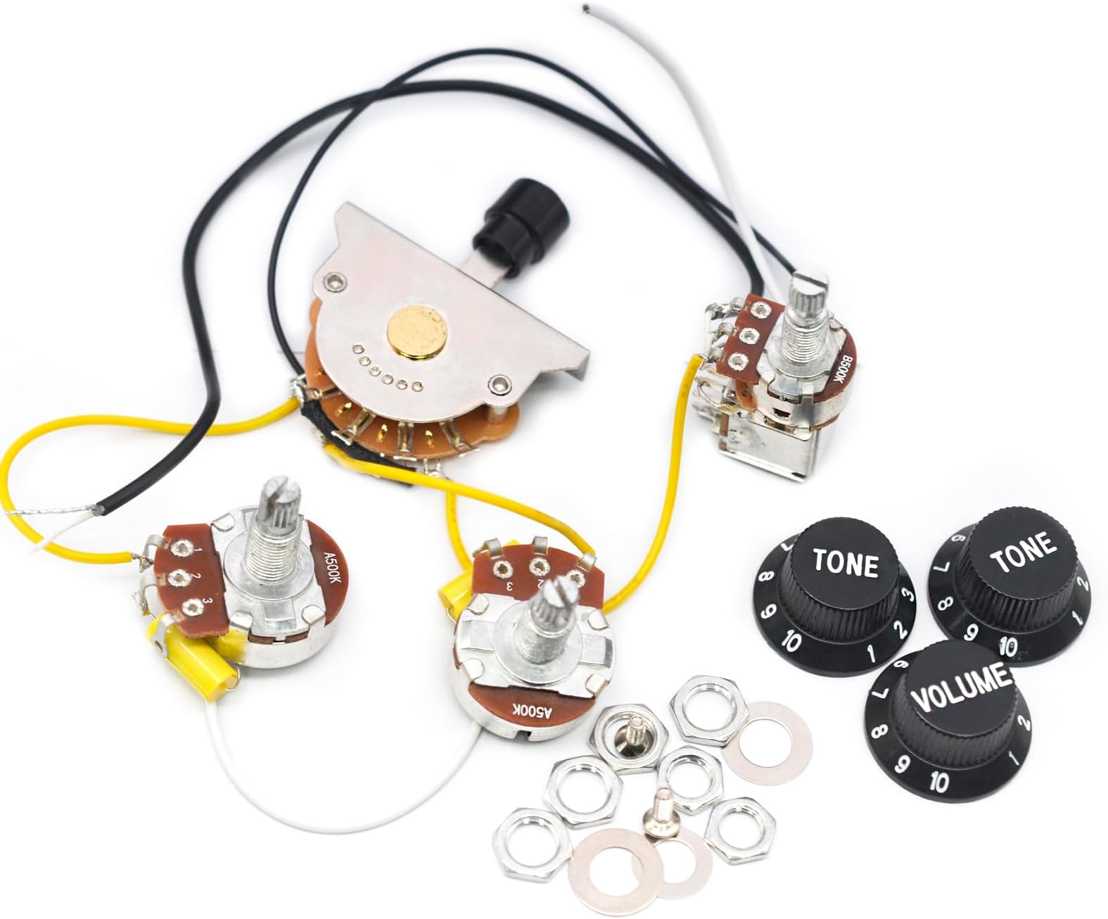 Amazon.com: SAPHUE 2T1V Coil Splitting Guitar Wiring Harness Prewired ...