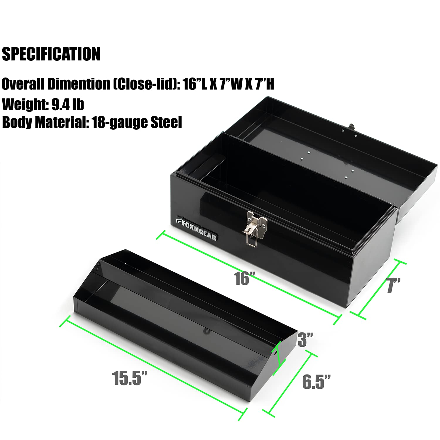 Snapklik.com : HantekSteel 16" Portable Steel Heavy-duty Tool Box 18-Gauge