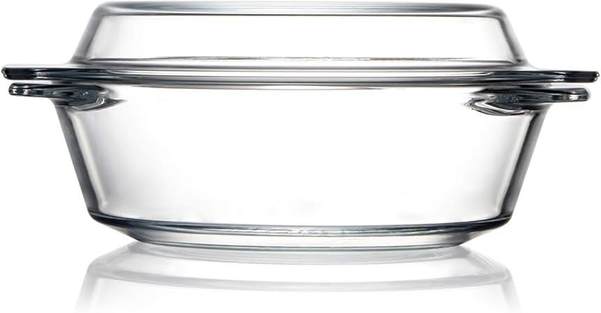 Amazon.com: Clear Round Glass Casserole With Lid Glass Bakeware Easy ...