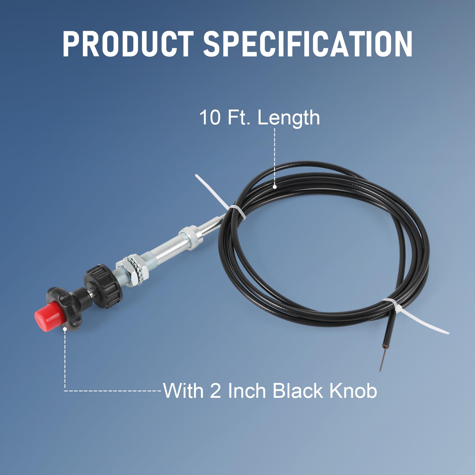 RADHLBNIU 55204 Control Cables with 2 Inch Black Knob, 10 Ft. Length ...
