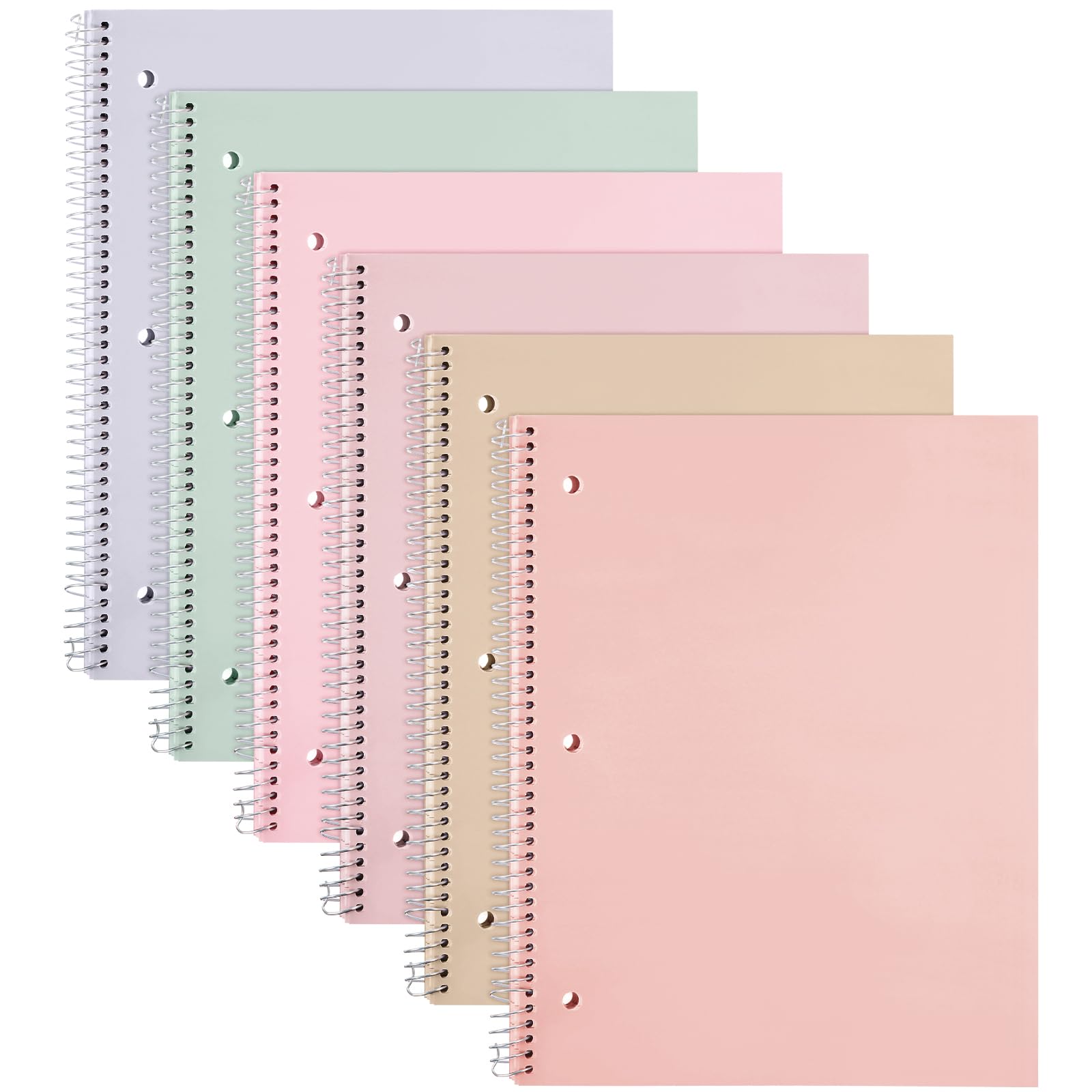 Amazon.com : Geyoga 6 Pack Color 3 Subject Wide Ruled Spiral Notebook ...