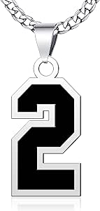 Amazon.com: Number Necklace for Silver with Black Color Athletes Number ...