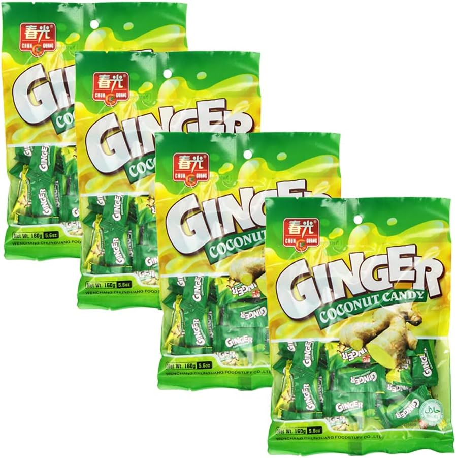 Amazon.com : Chun Guang Ginger Coconut Candy (Ginger Coconut 5.6oz, 4 ...