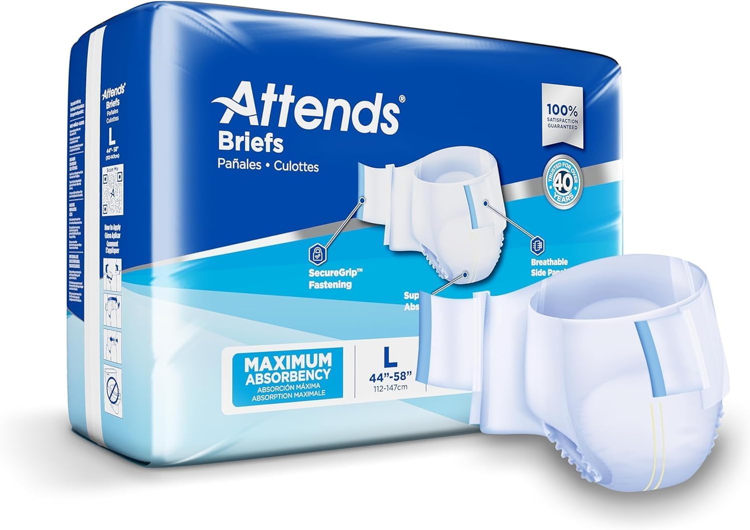 Attends Classic Briefs with Dry-Lock Technology for Adult Incontinence ...
