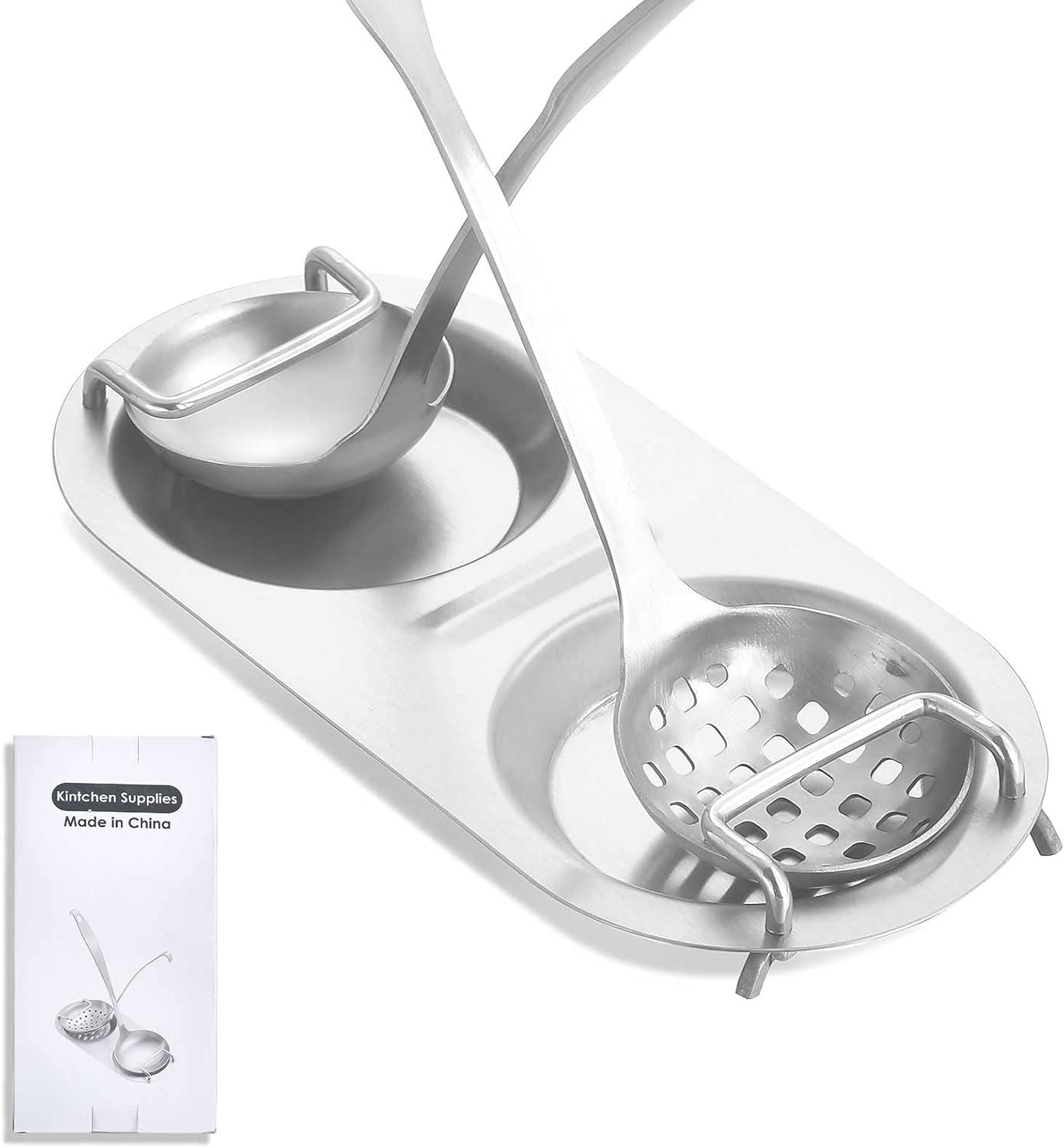 Pretty Jolly Stainless Steel Silver Spoon Rest for Kitchen Counter ...