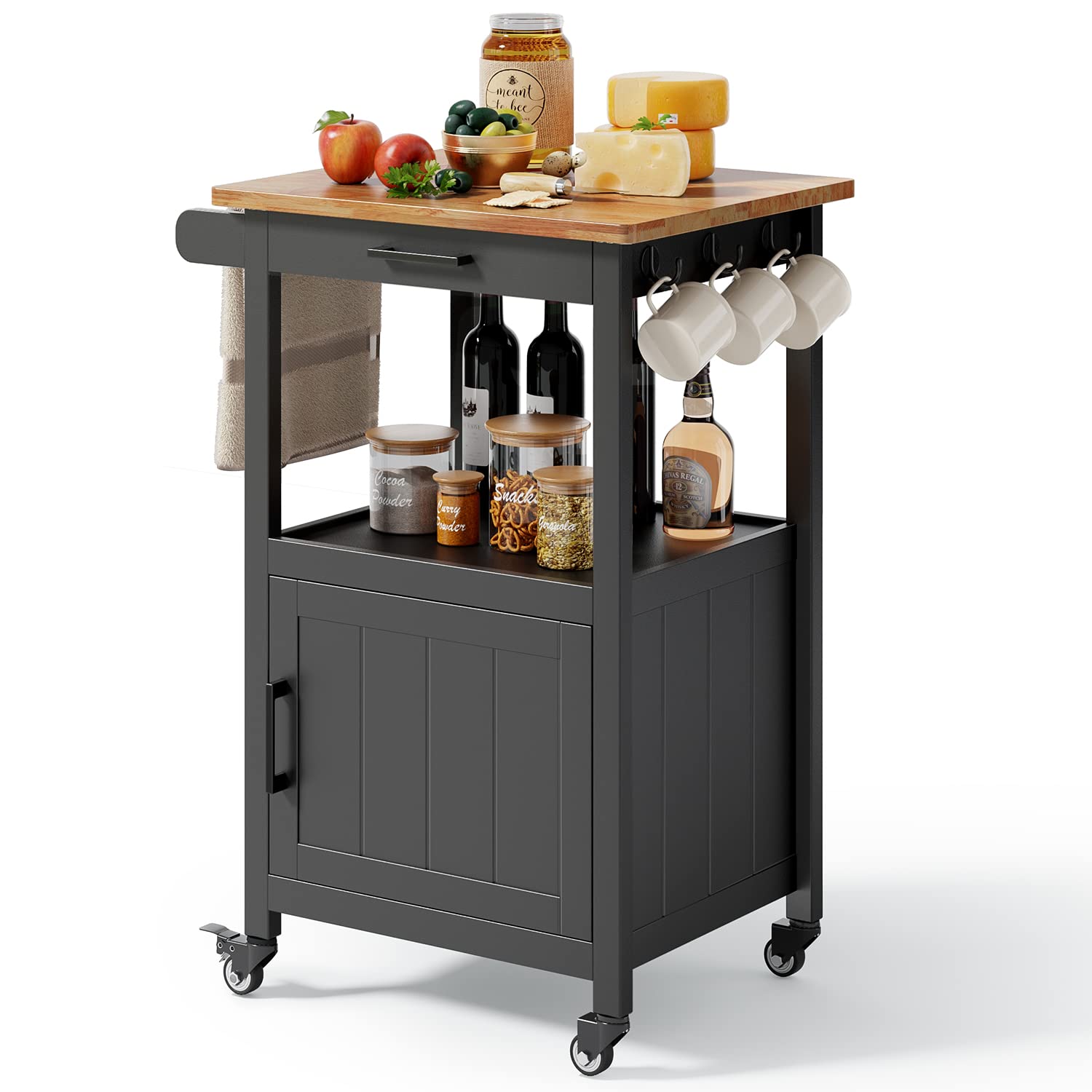 Kitchen Island Cart with Drawer on Wheels, Small Microwaves Stand, Home ...