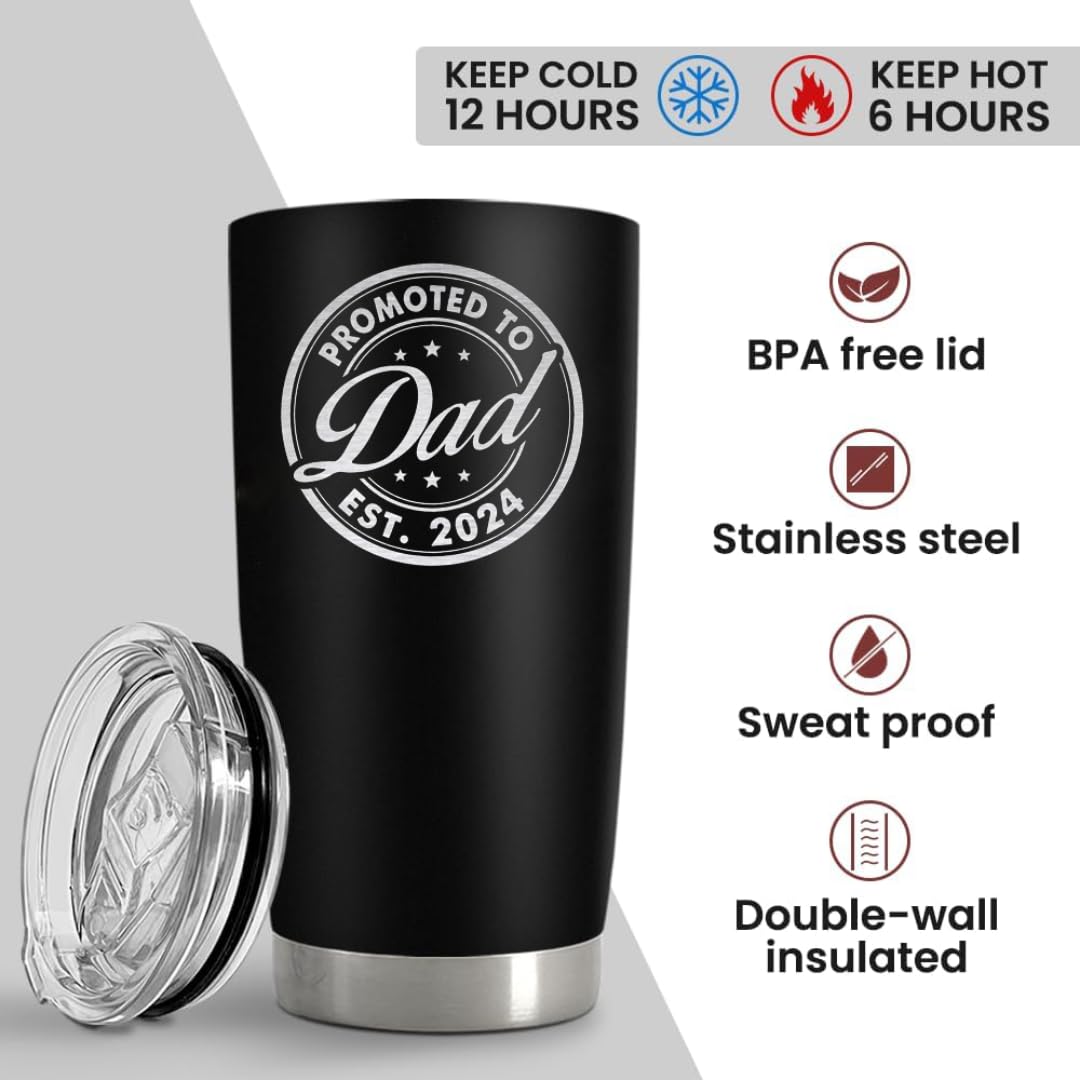 Father Day Gifts for Dad, Promoted To Dad 2024 Tumbler 20oz, Dad Est ...