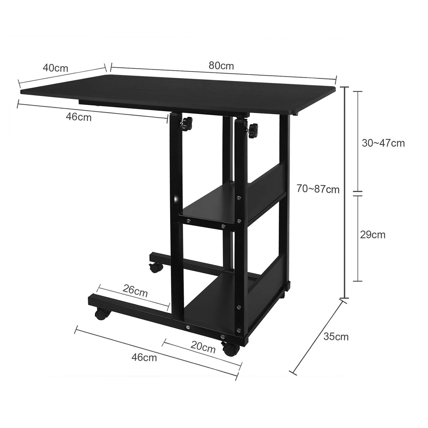 Overbed Laptop Table Adjustable Height 70 84cm With 2 Layers Storage Shelves Hospital Bed Dining Overbed Laptop Table Adjustable Height 70 84cm With 2 Layers Storage Shelves Hospital Bed Dining