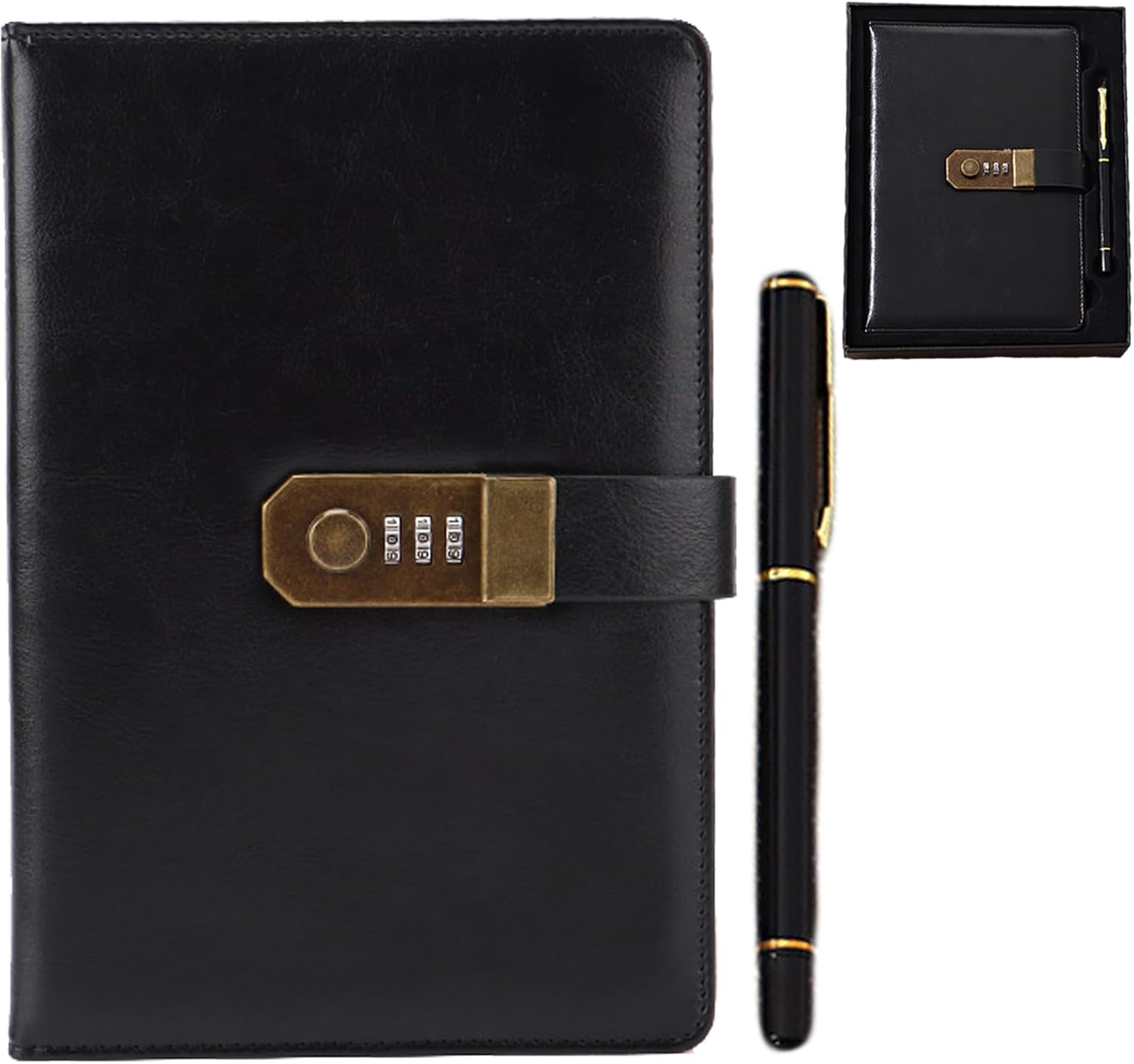 Amazon.co.jp: Diary with Lock A5 Notebook with Pen and Gift Box PU ...