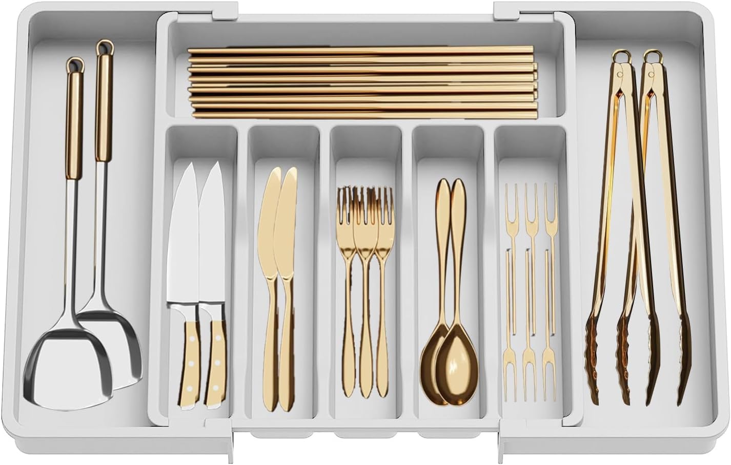 Cutlery Tray, Cutlery Drawer Organiser, Cutlery Organiser, Expandable ...