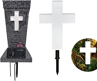 Amazon.com: Solar Cross Light with Solar Cemetery Vase with LED ...