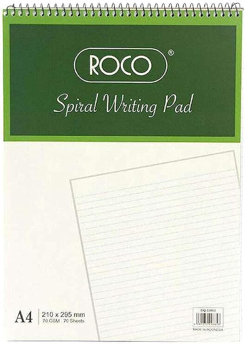 Roco Spiral Standard Writing Pad A4, 70 Sheets (140 Pages), Lined ...