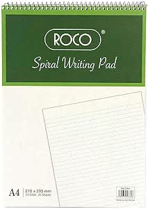 Roco Spiral Standard Writing Pad A4, 70 Sheets (140 Pages), Lined ...
