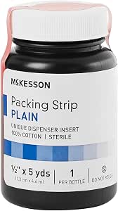 Amazon.com: McKesson Packing Strip, Sterile, Plain, 100% Cotton, 1/2 in ...