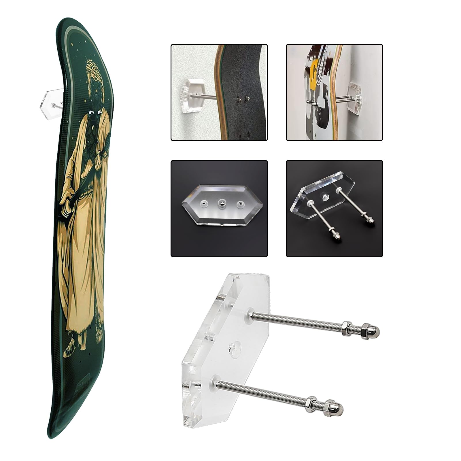 Snapklik.com : UOIENRT 4Pcs Skateboard Wall Mount Display Skateboard ...