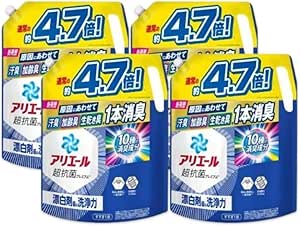 Amazon | 【ケース販売】P＆G アリエール ジェル 超抗菌プレミアム 1.91kg×4個 詰め替え | ノーブランド品 | 液体洗剤