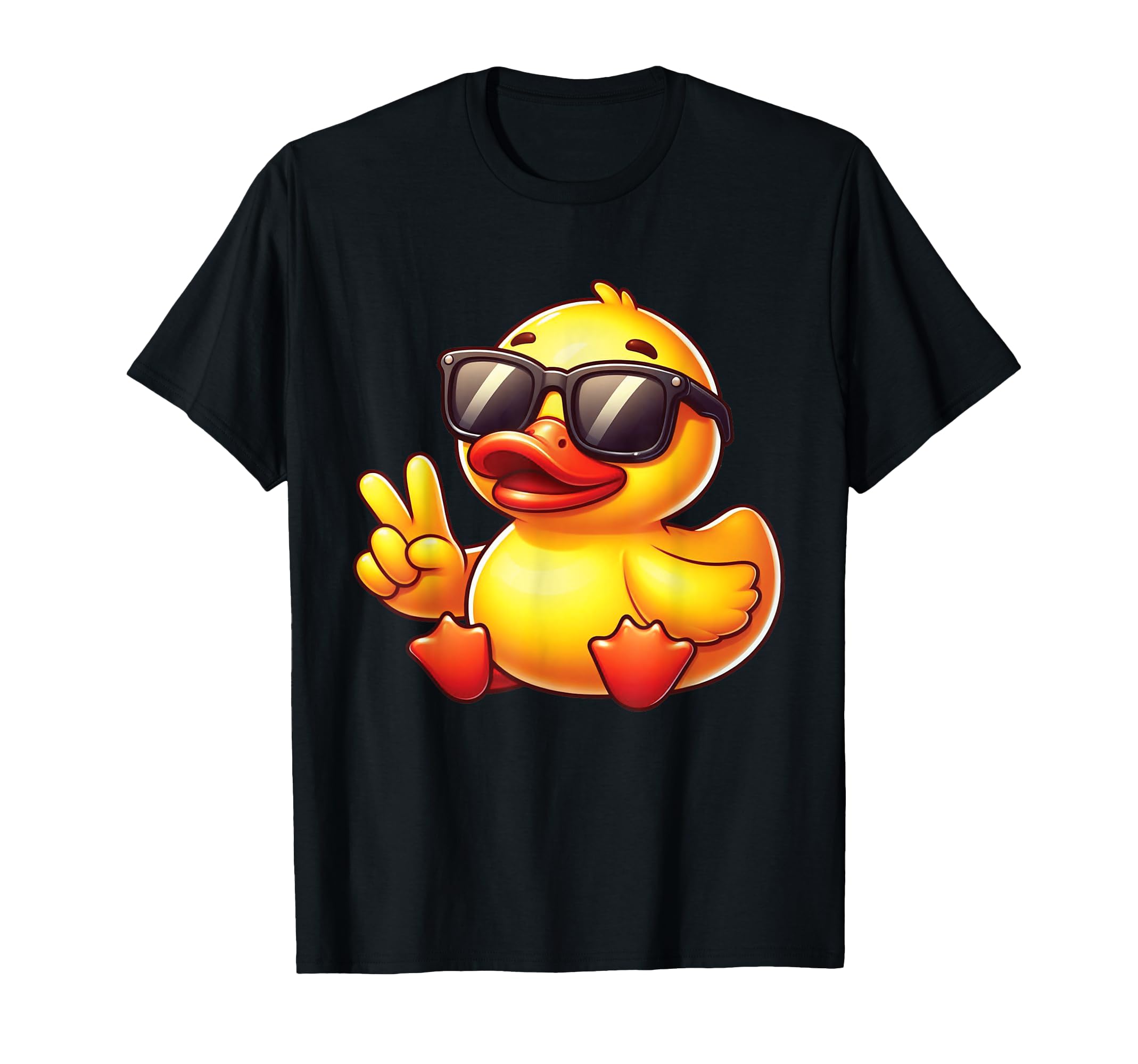 Amazon.com: Cool Retro Yellow Rubber Duck in 70s 80s Funny Duck T-Shirt ...
