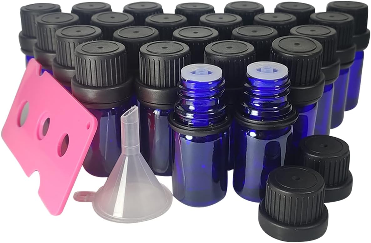 Amazon.com: 10Pcs 5ml Amber Glass Essential Oil Sample Bottles Vials ...