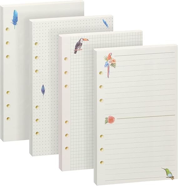 Amazon.com : BiSiViO A6 Refill Paper Lined Planner Refills, 4 Pack [180 ...