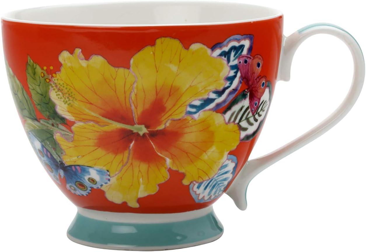 Amazon.com | Maxwell & Williams Exotica Tea Cup Mug, Hibiscus Red Print ...