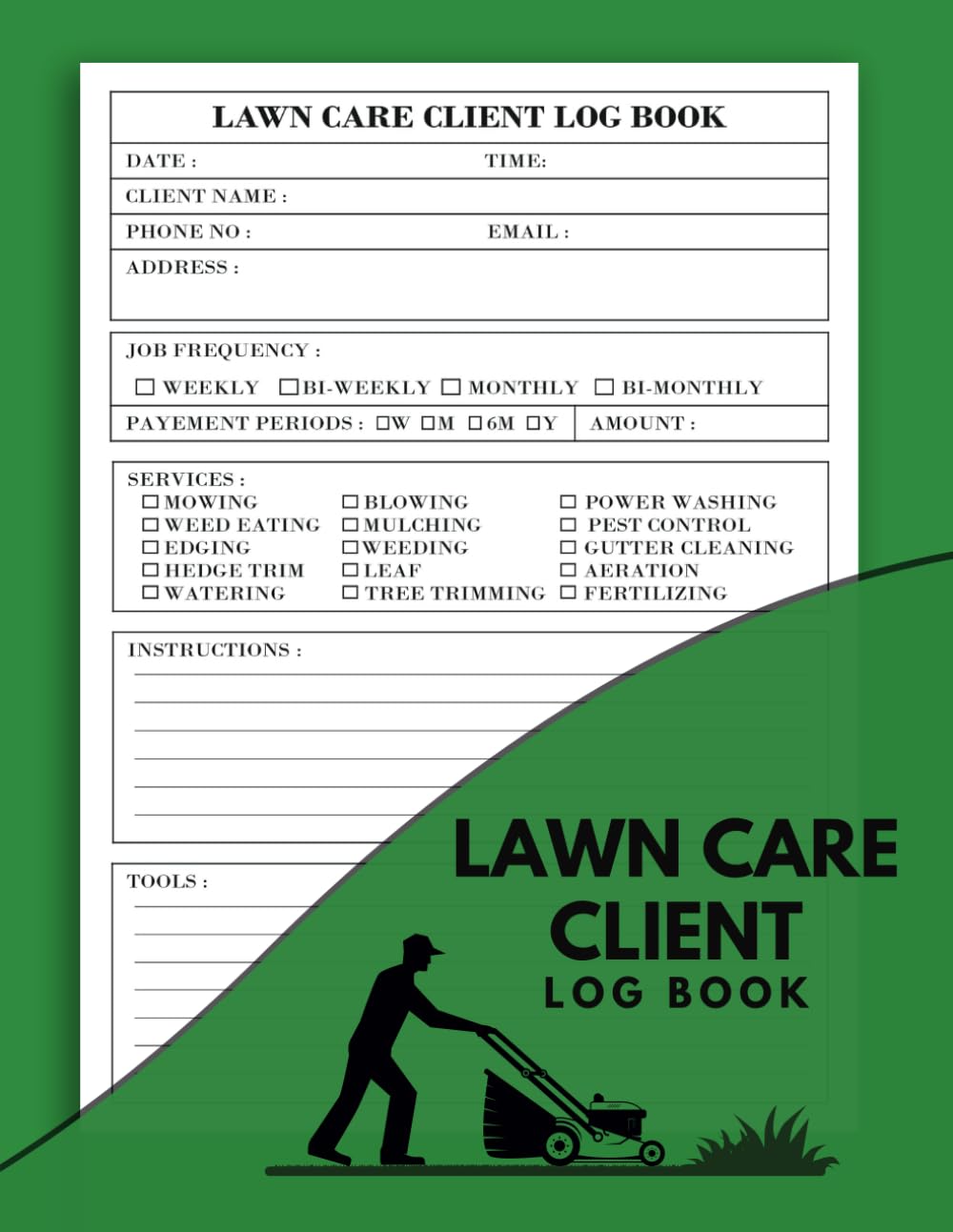 Lawn Care Client Log Book: Personalized Lawn Mowing and Landscape ...