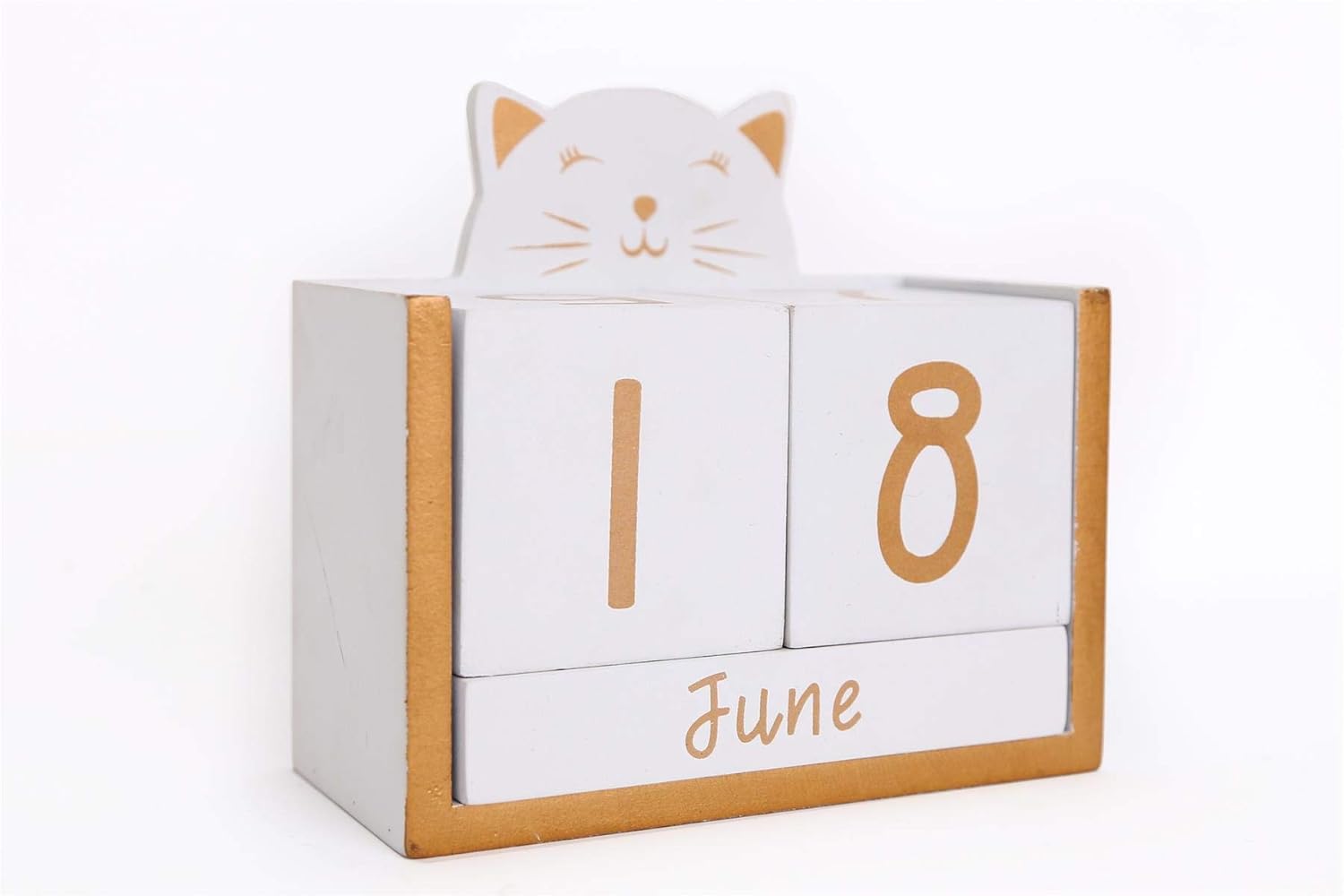 Amazon.com: White Wooden Cat Perpetual Calendar Block