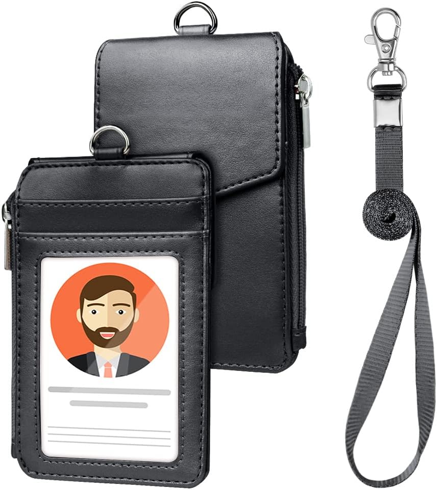 OFFCUP PU Leather Badge Holder, ID Card Holder, Credit Card Wallet with ...