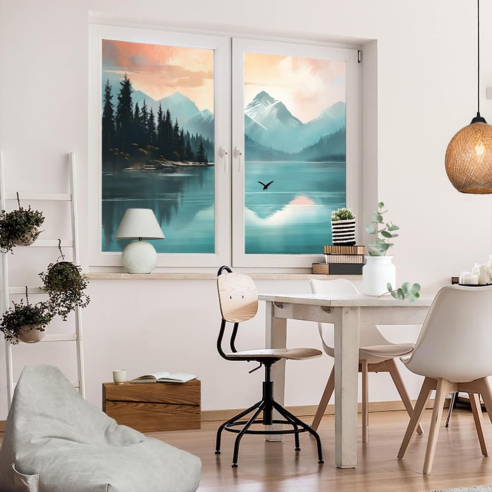 Mountain Scene Stained Glass Window Film