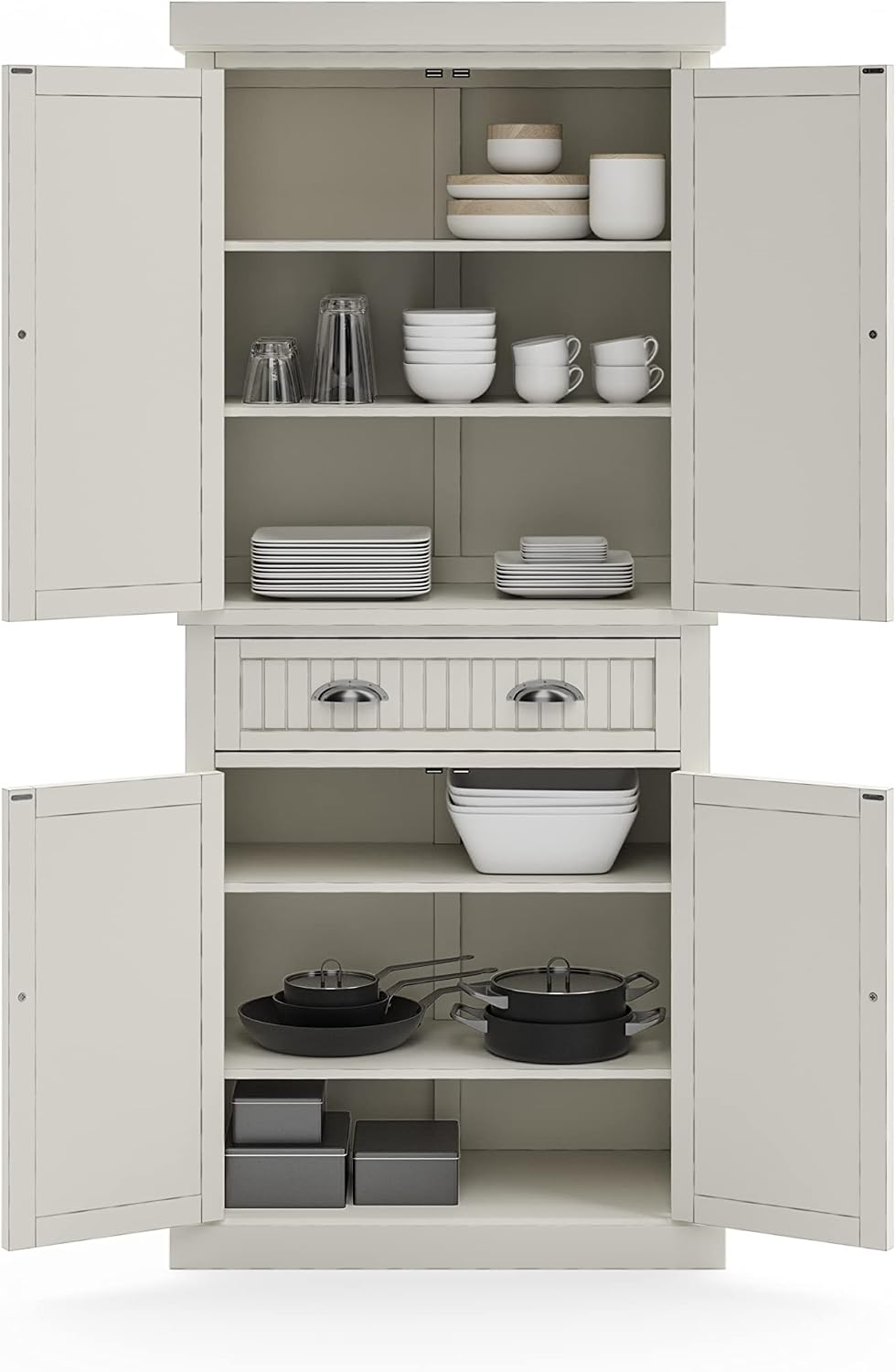 Homestyles Nantucket despensa 30 pulgadas blanco roto Marrón, Blancuzco ...