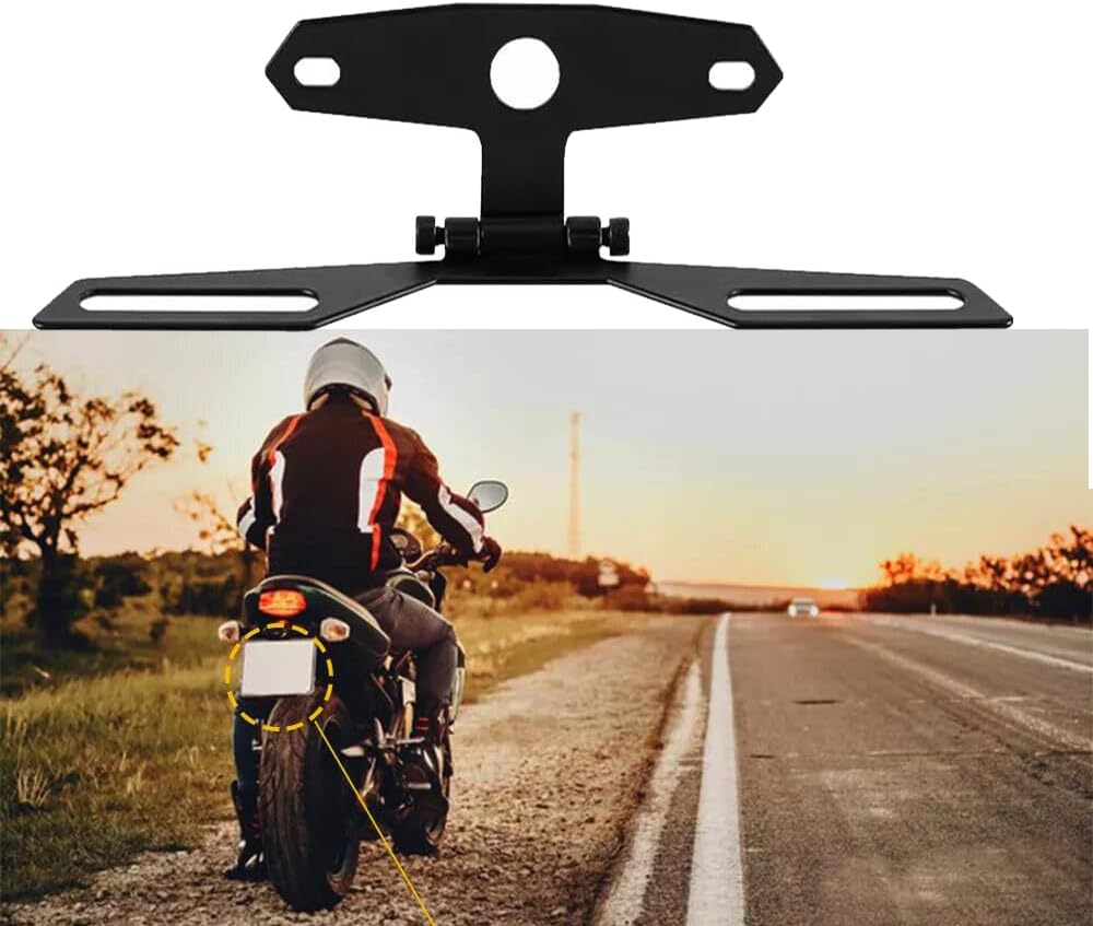 Universal Motorcycle License Plate Bracket, Adjustable Folding Mount ...